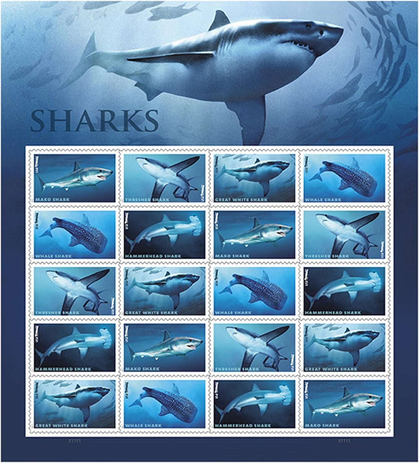USPS Sharks Forever First Class Postage Stamps - Celebrating Shark ...